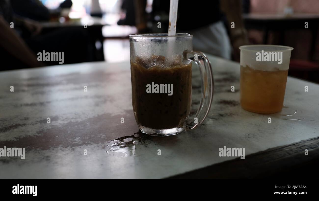 Ice Coffee with Ice Tea as a Chaser Coffee shop Chinatown Bangkok ...