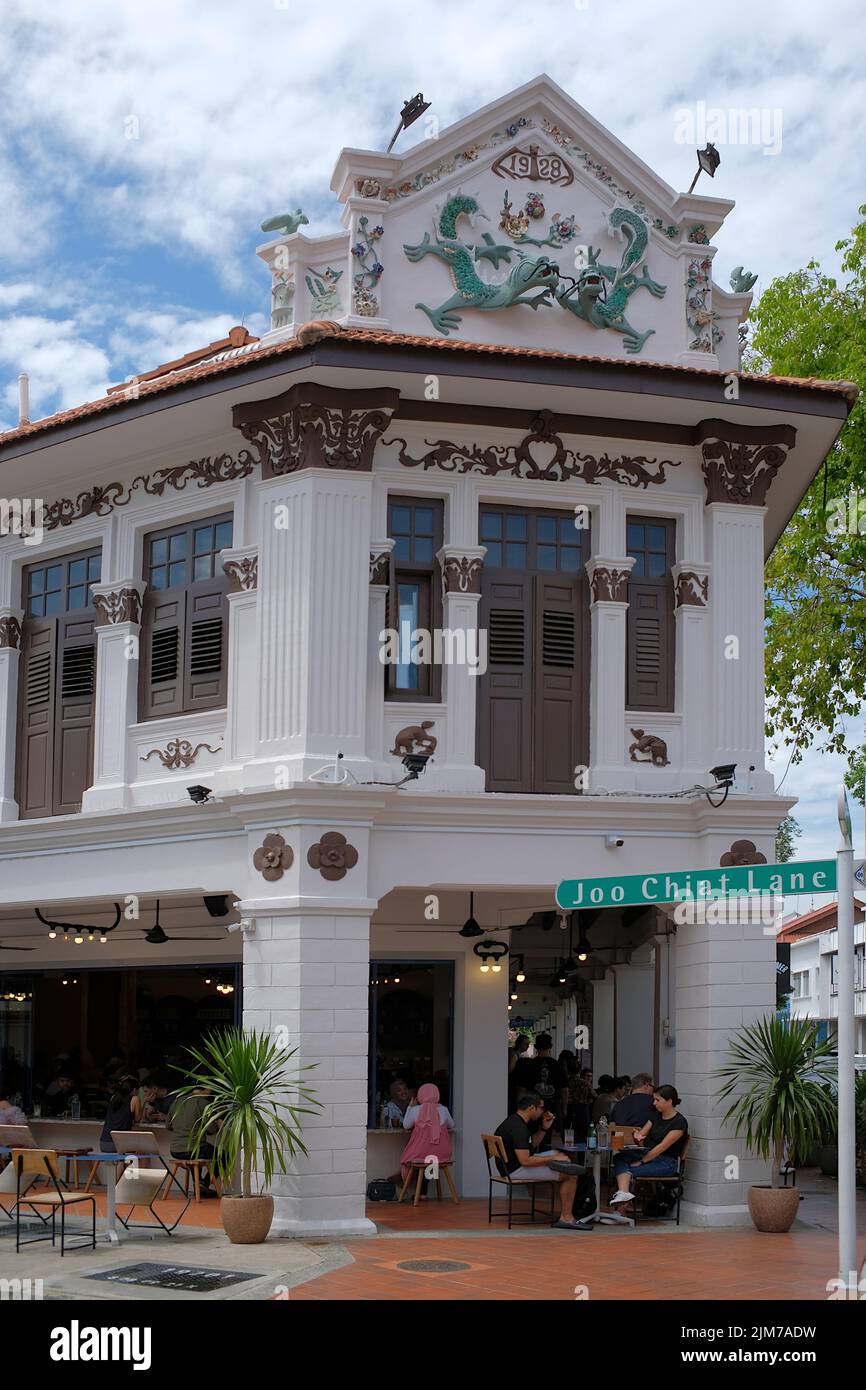 Conserved Peranakan shophouse along Joo Chiat Road Singapore, with ...