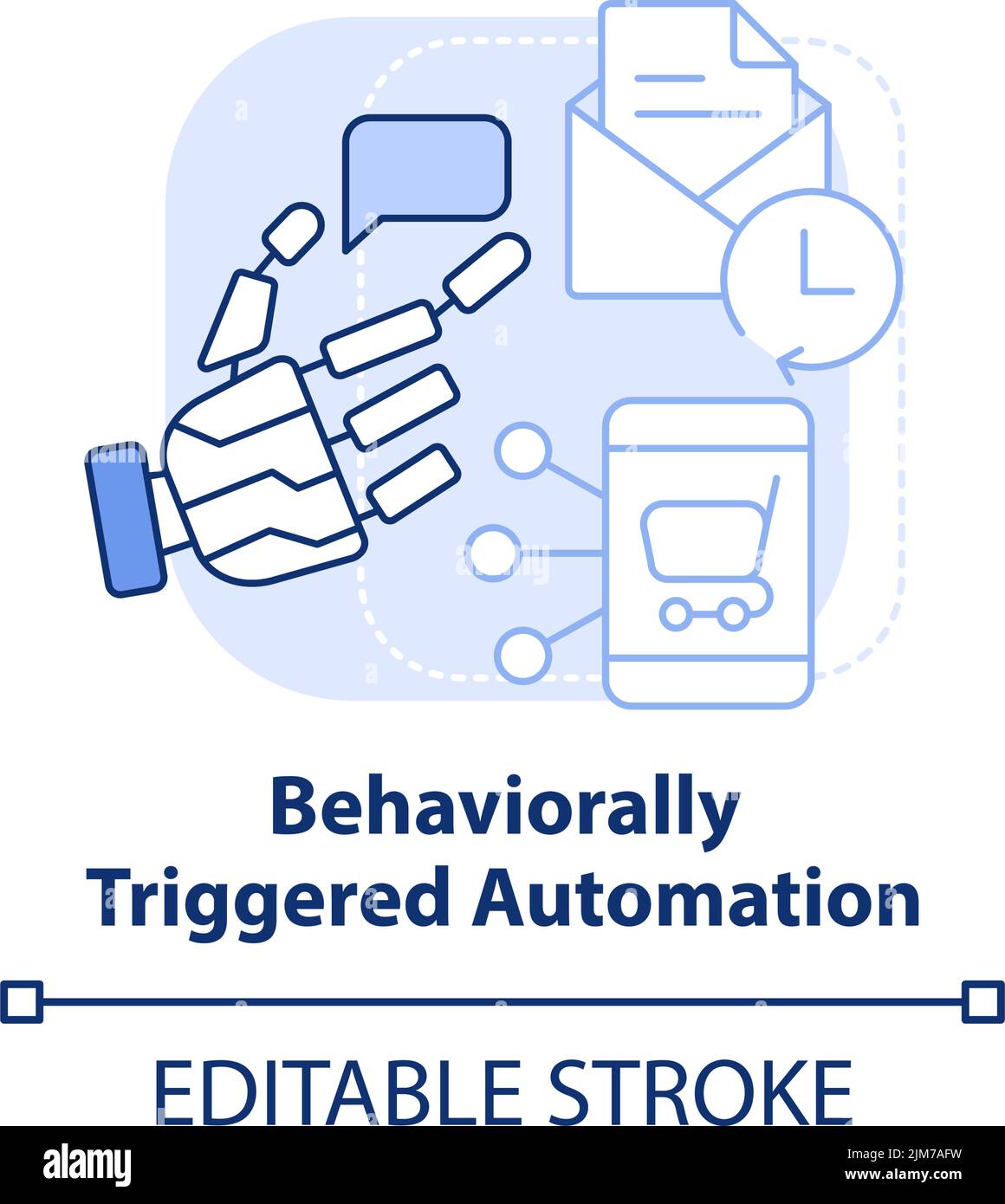 Behaviorally Triggered Automation Light Blue Concept Icon Stock Vector