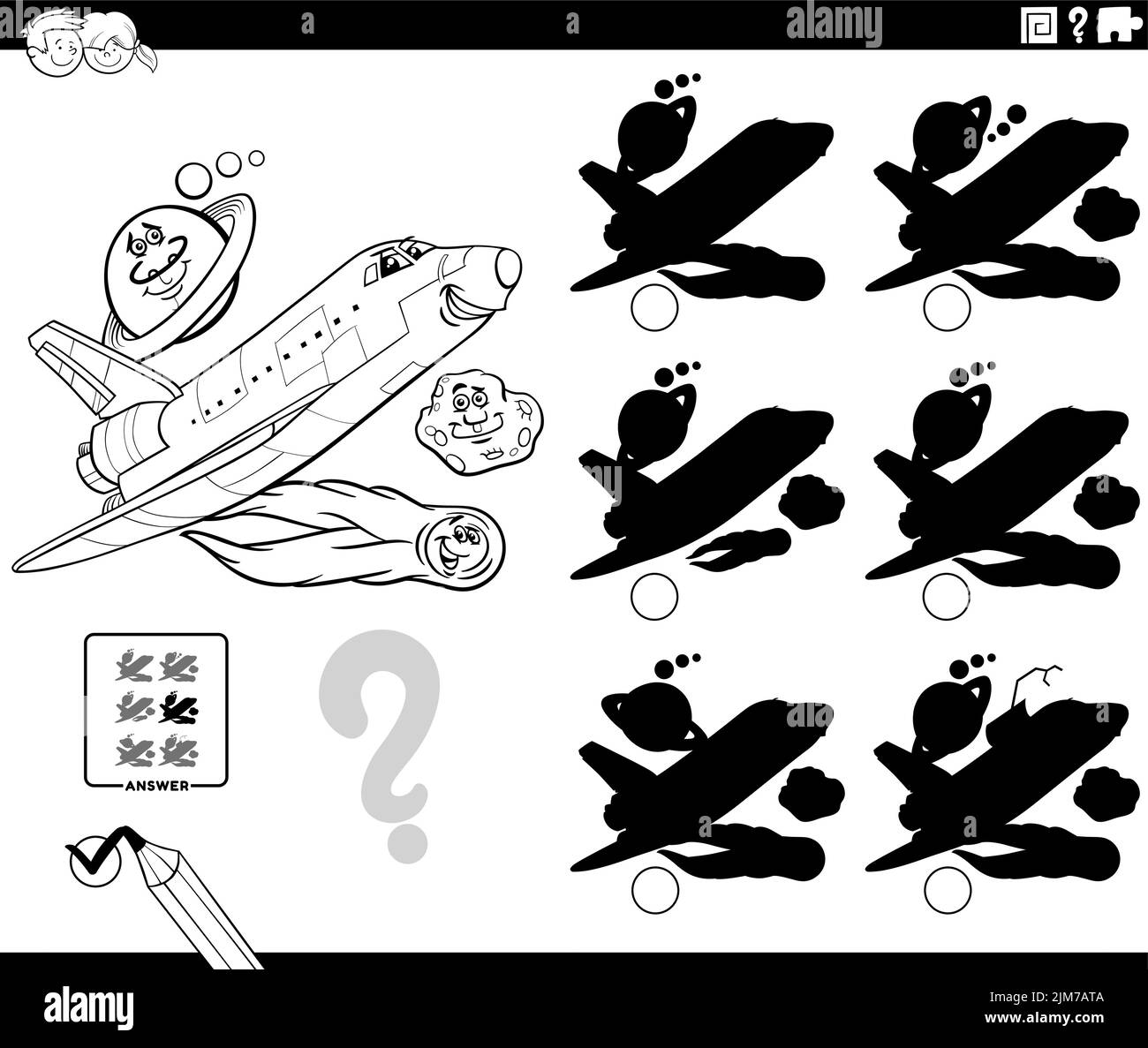 Black and white cartoon illustration of finding the shadow without ...