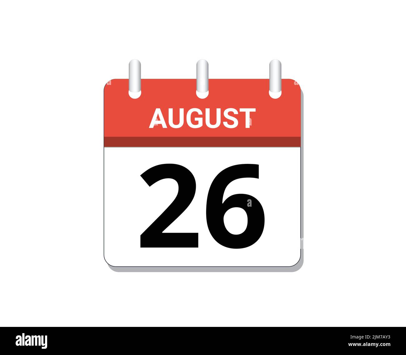 August, 26th calendar icon vector, concept of schedule, business and ...