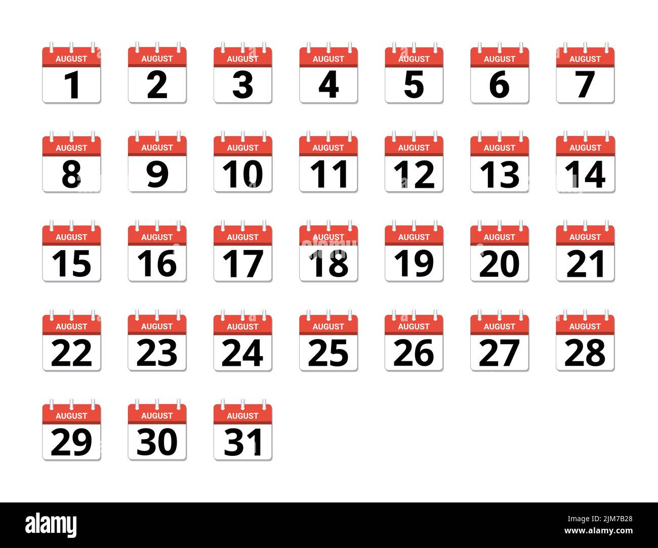 August month calendar set, concept of schedule, business and tasks ...