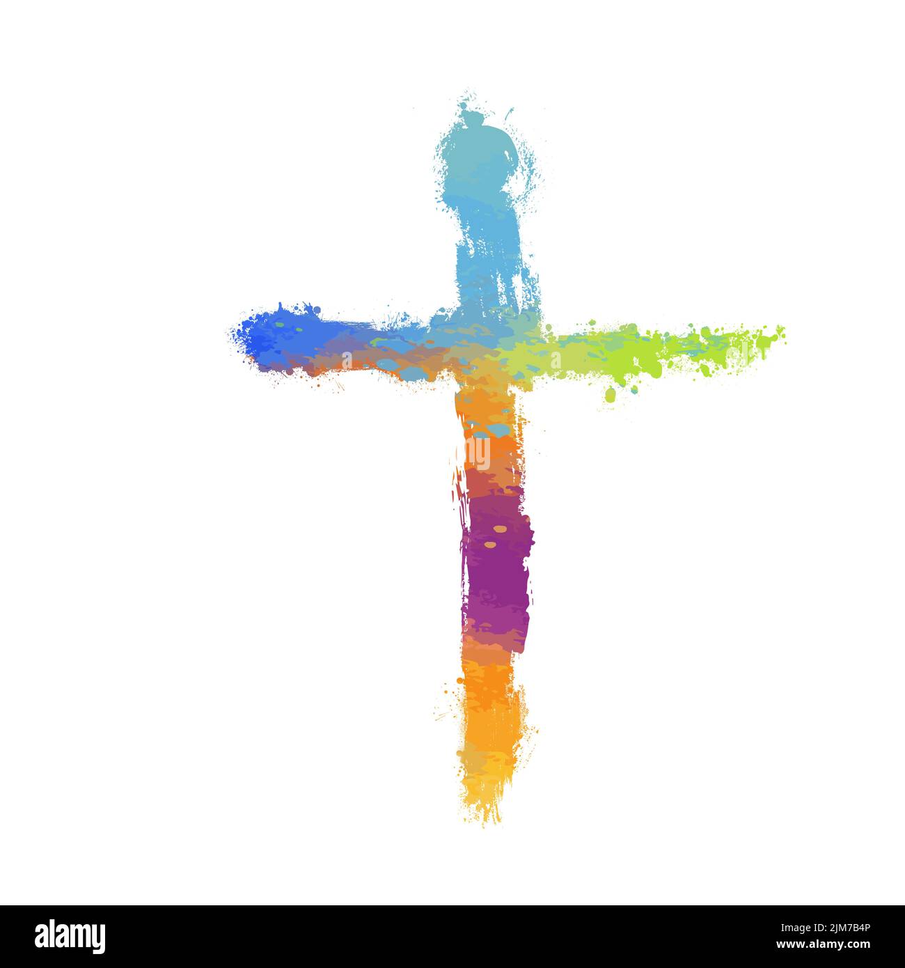 Colored religious cross brushstroke. Vector illustration Stock Vector ...