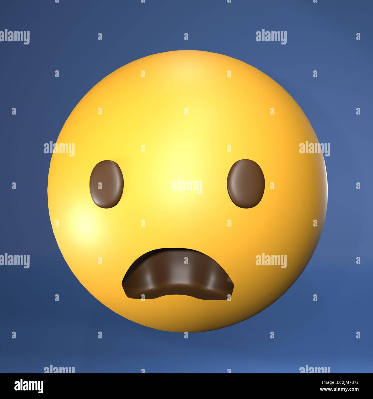 A 3D illustration of a yellow emoji with a frowning facial expression ...