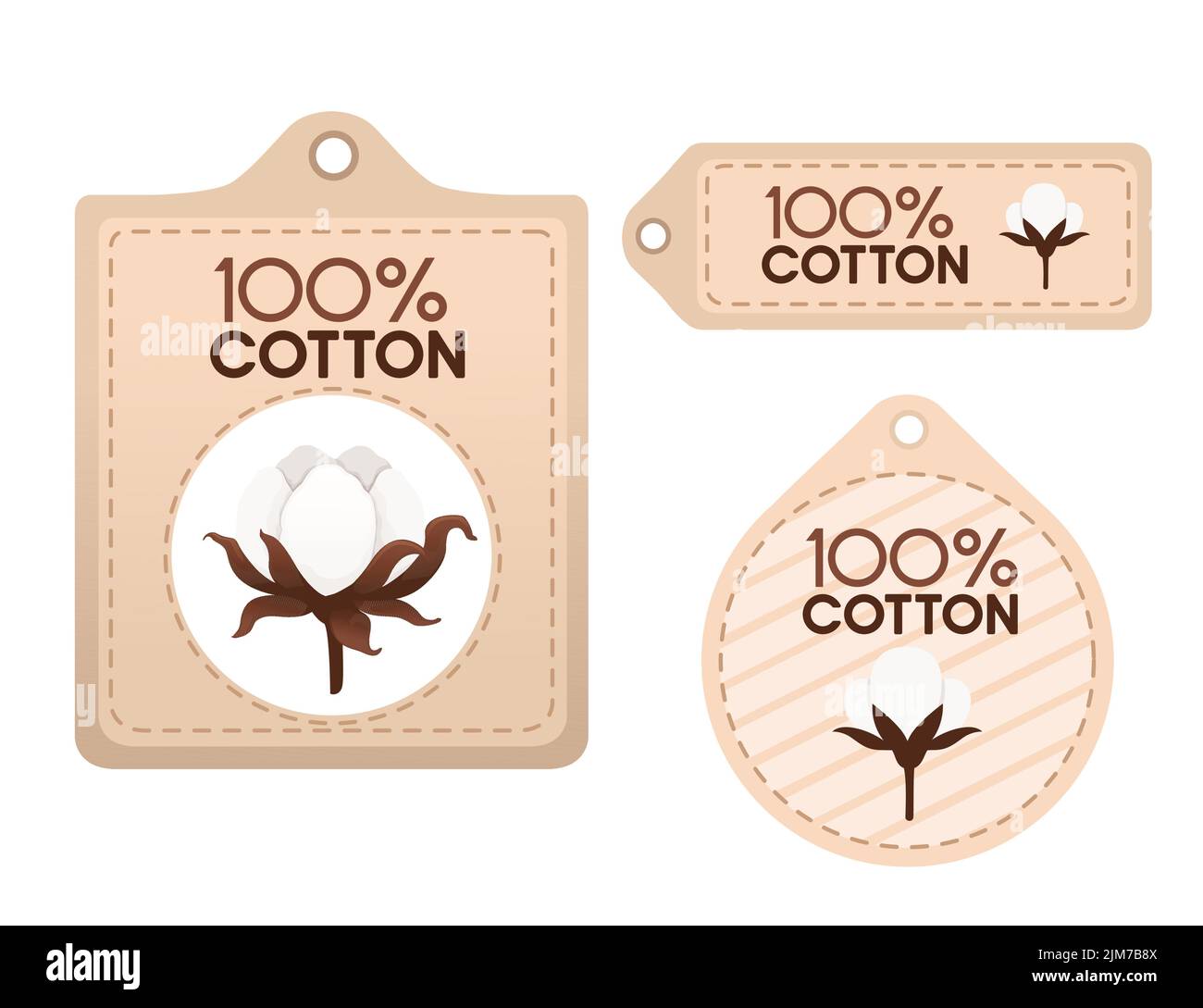 Set of 100 cotton label badge vector illustration isolated on white ...