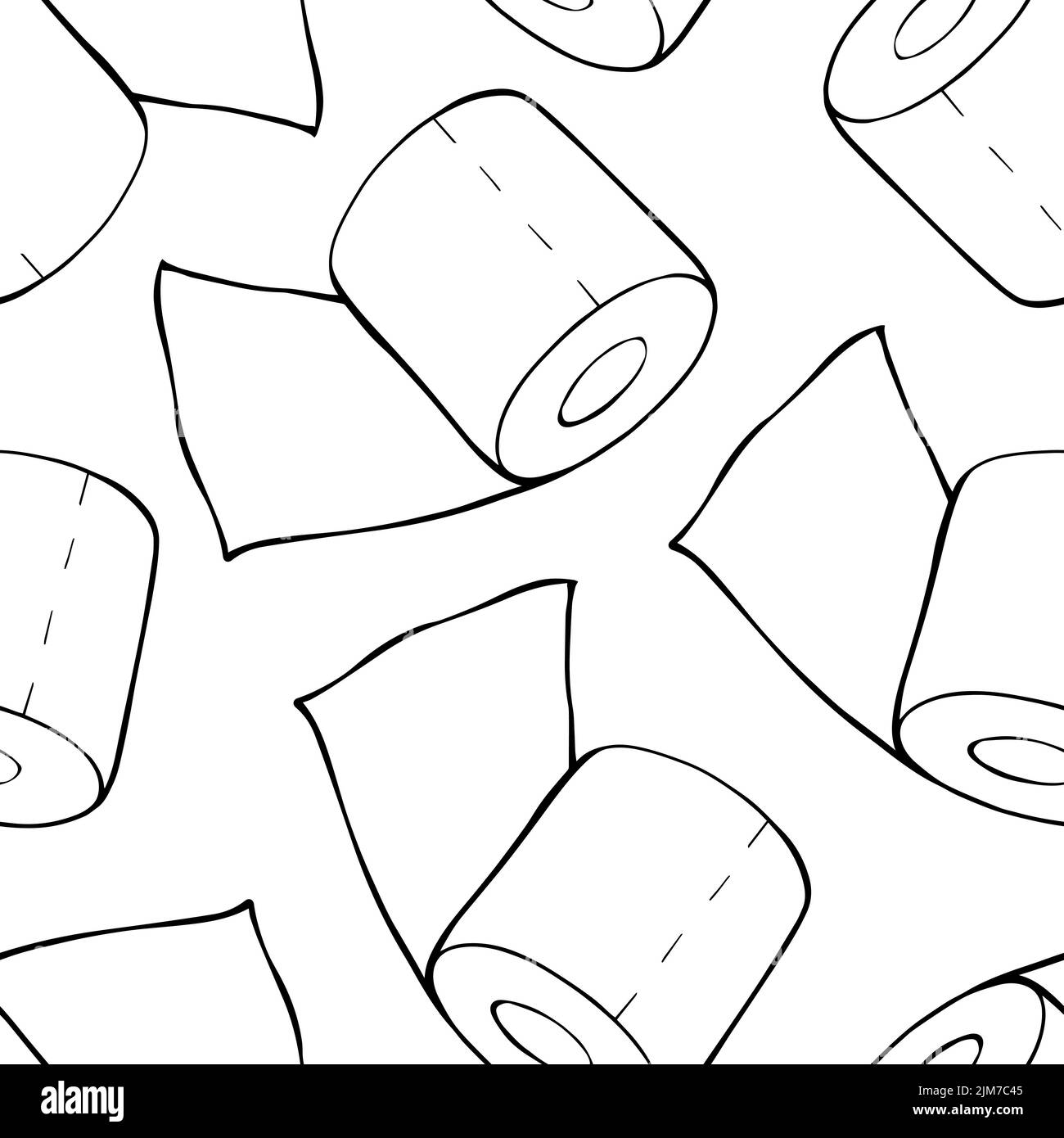 Toilet Paper Seamless Pattern Vector Flat Illustration Stock Vector