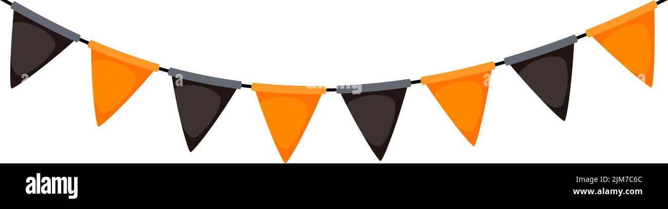 Halloween bunting. Black and orange flag garland. Triangle pennants ...