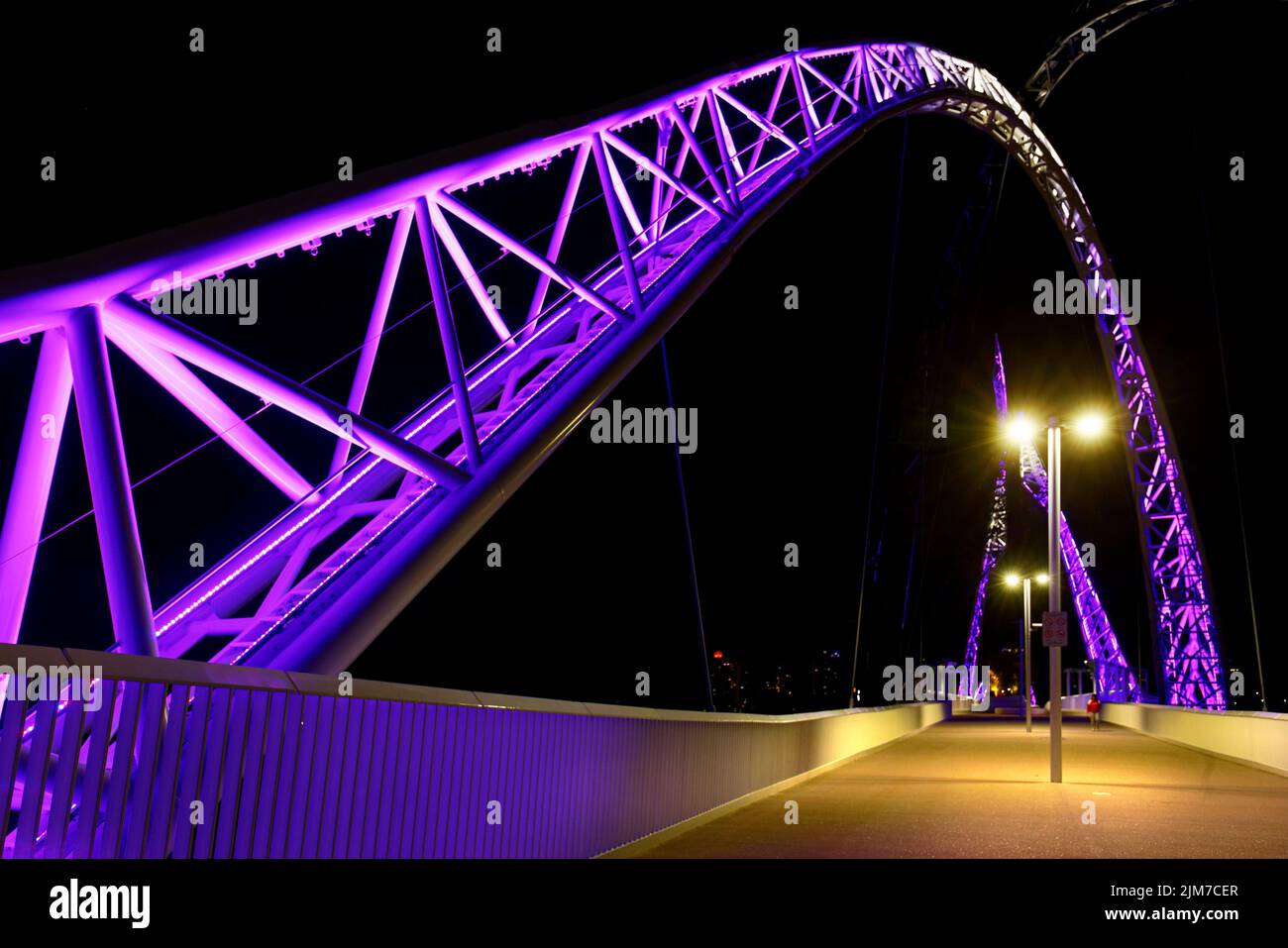 Matagarup bridge lit up at night, Western Australia Stock Photo - Alamy
