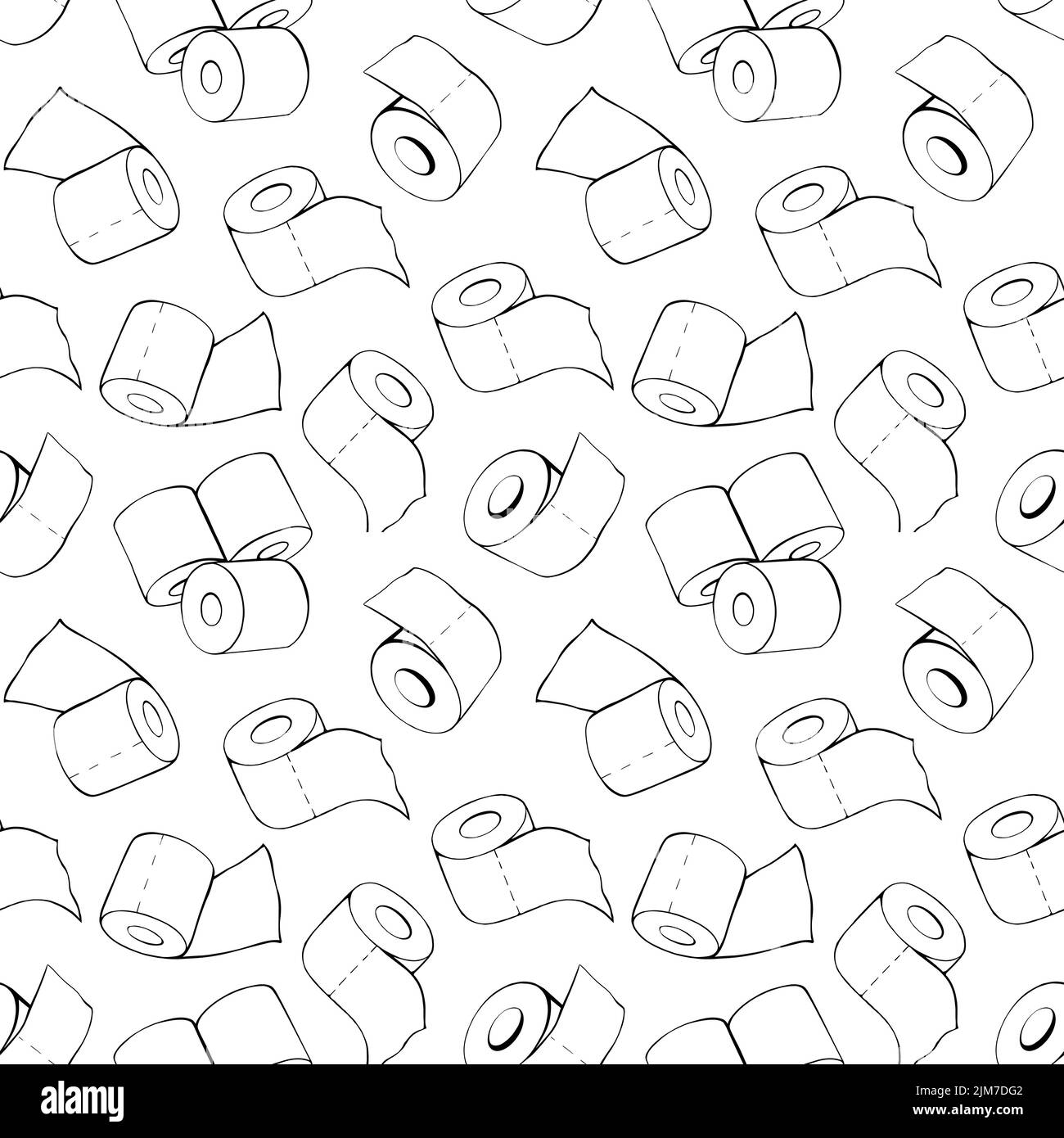 Toilet Paper Seamless Pattern Vector Flat Illustration Stock Vector