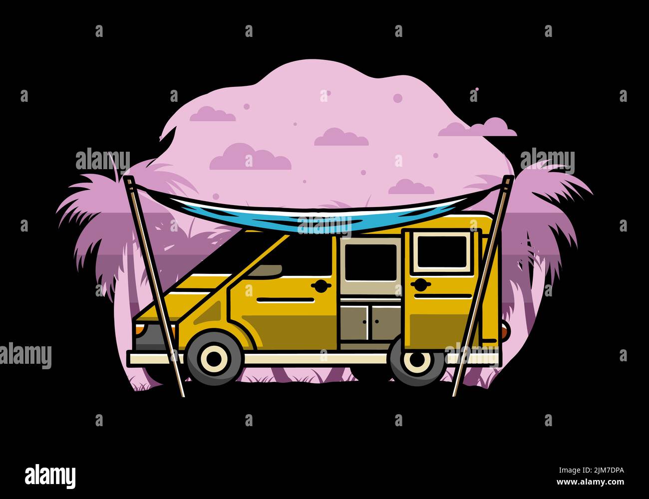 Illustration Design Of A Camper Van And Flysheet Stock Vector Image And Art Alamy