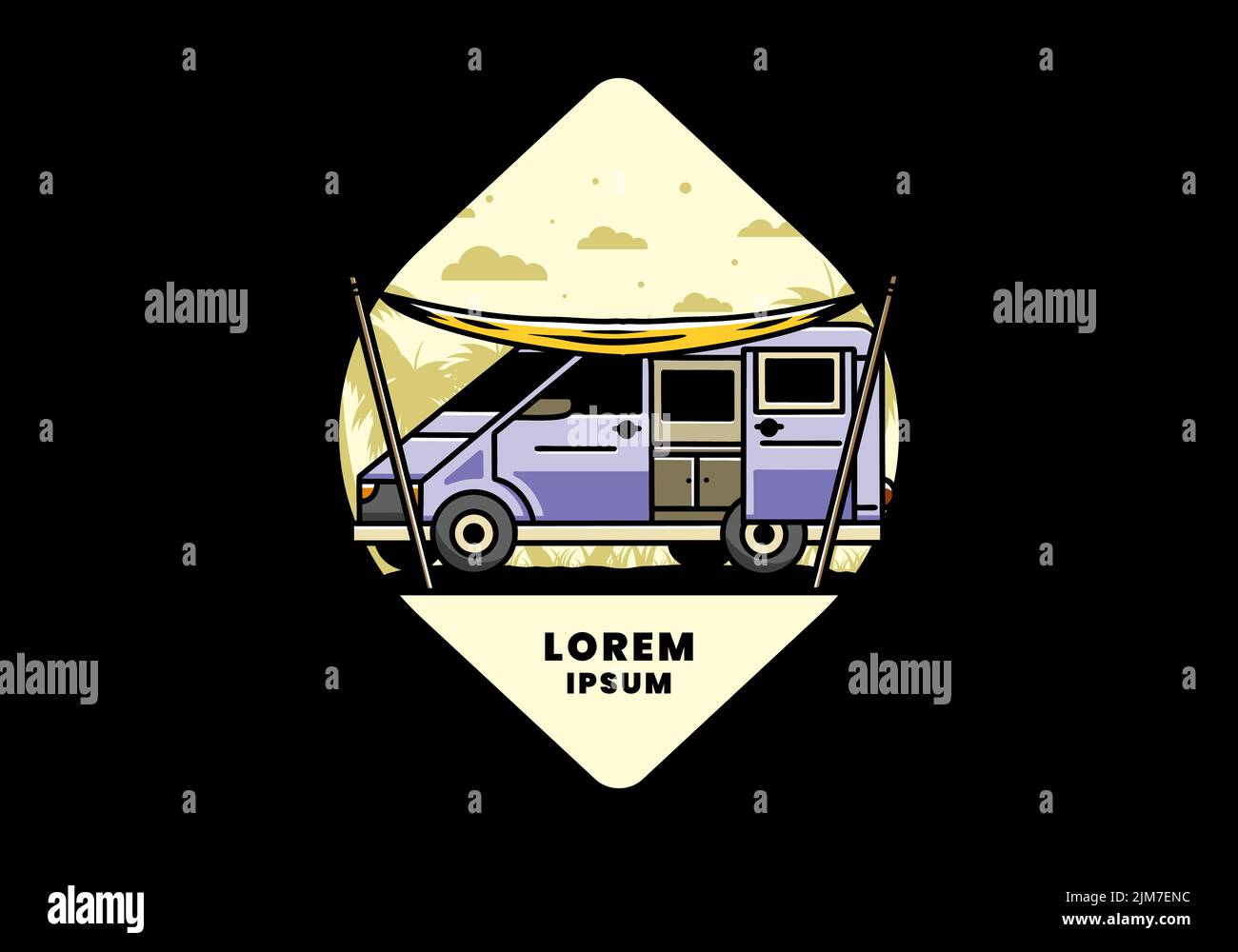 Illustration Design Of A Camper Van And Flysheet Stock Vector Image And Art Alamy