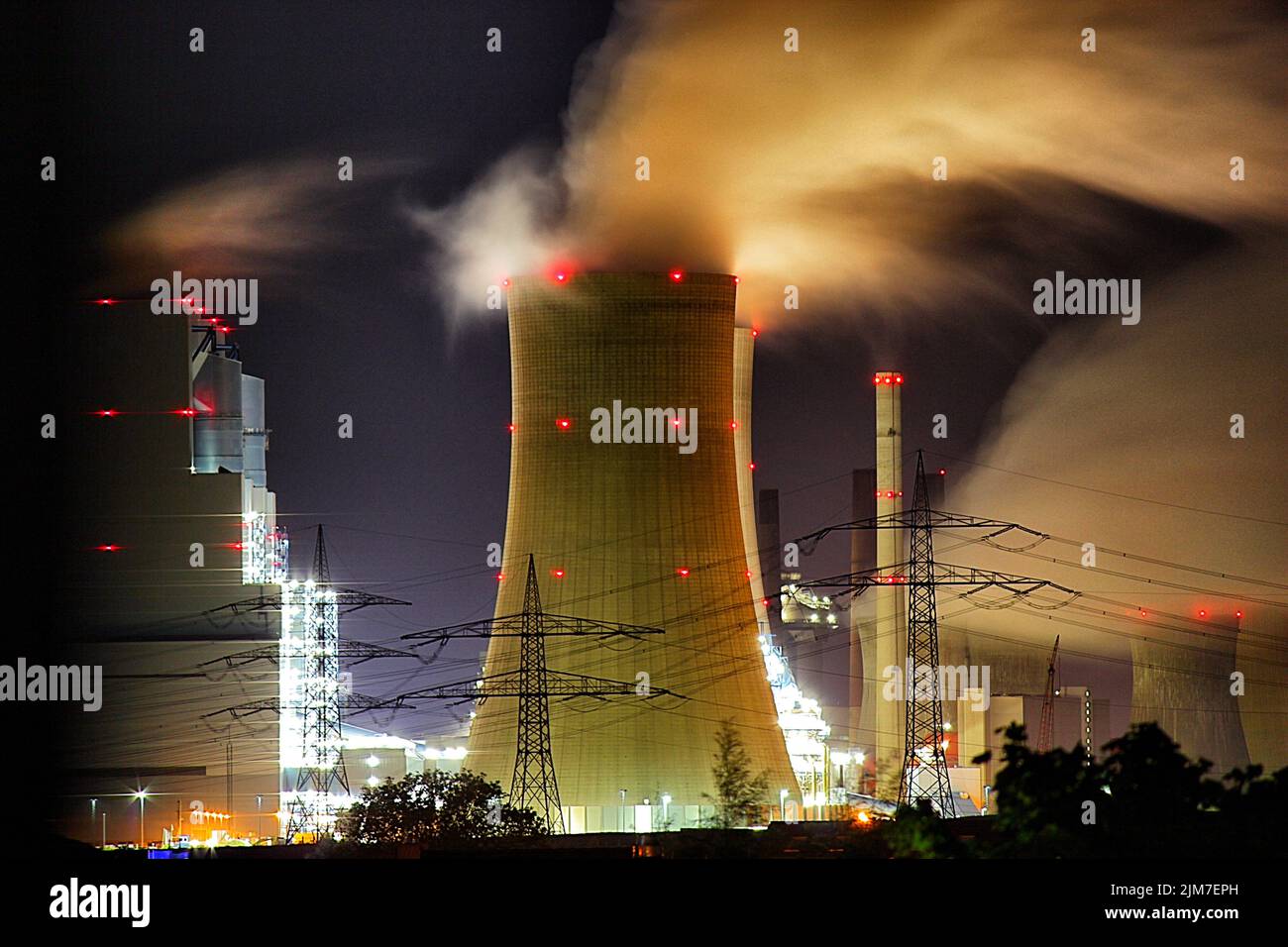 picture of Powerplant at night with long exposure Stock Photo - Alamy