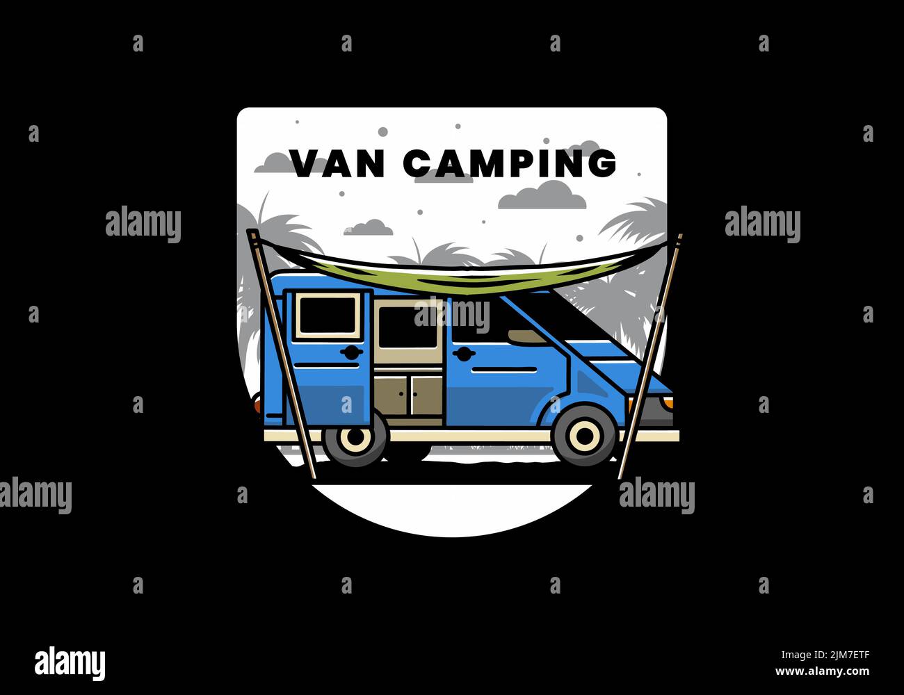 Illustration Design Of A Camper Van And Flysheet Stock Vector Image And Art Alamy