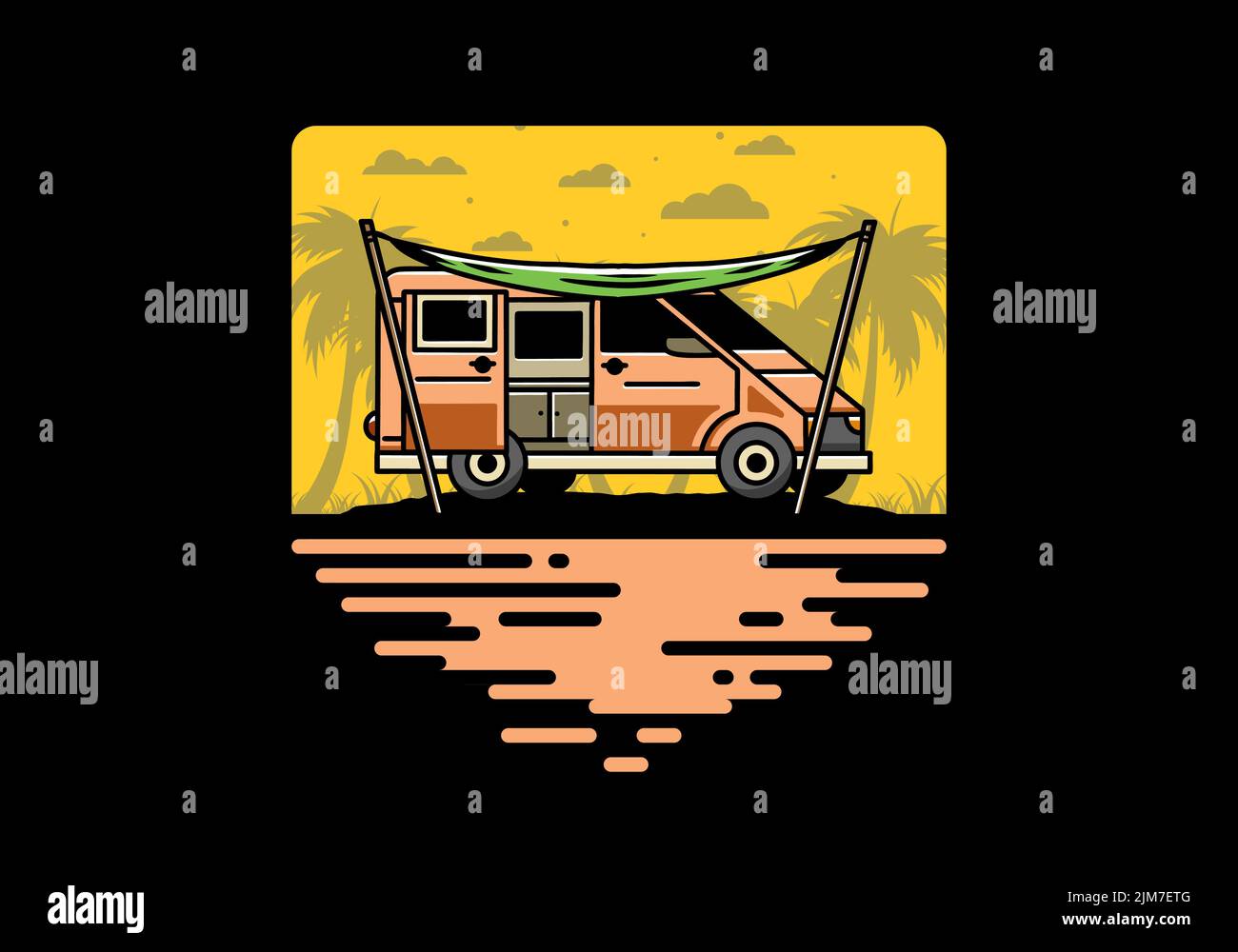 Illustration Design Of A Camper Van And Flysheet Stock Vector Image And Art Alamy