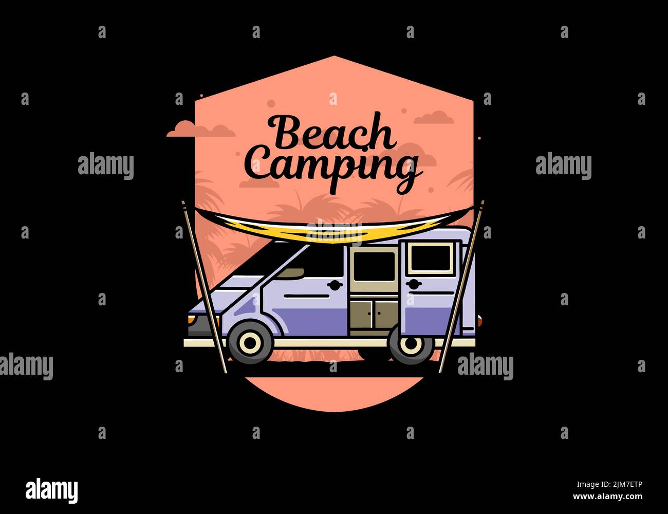 Illustration Design Of A Camper Van And Flysheet Stock Vector Image And Art Alamy