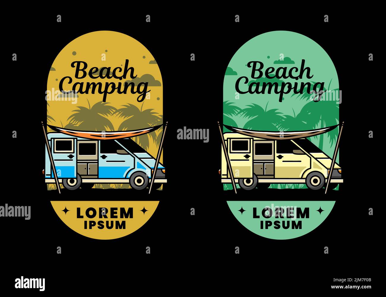 Illustration Design Of A Camper Van And Flysheet Stock Vector Image And Art Alamy