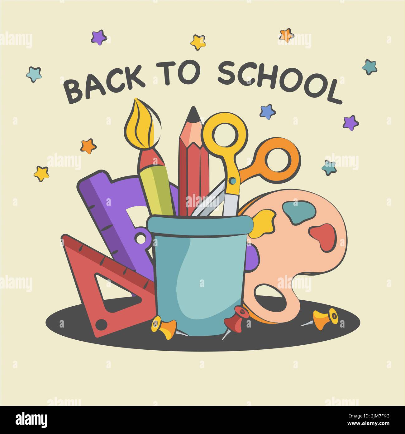 Back to school background with school supplies ruler pencils Stock ...