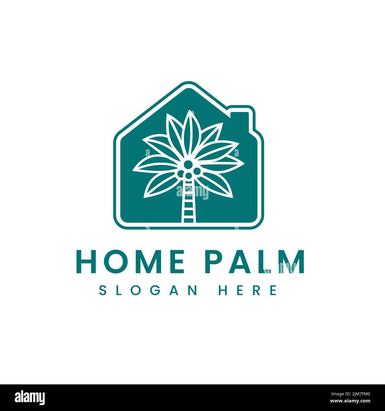 Palm tree house logo vector icon illustration, creative with line art ...