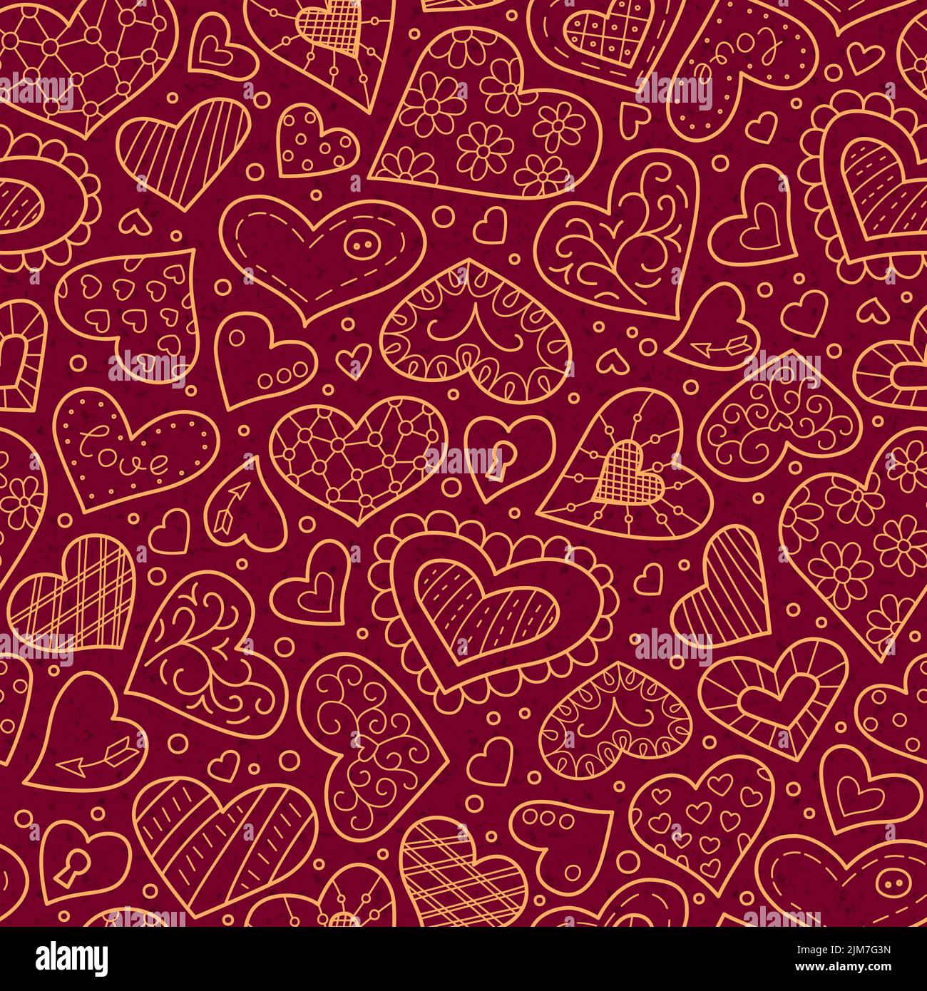 Seamless pattern for valentines day of different heart shapes. Love ...