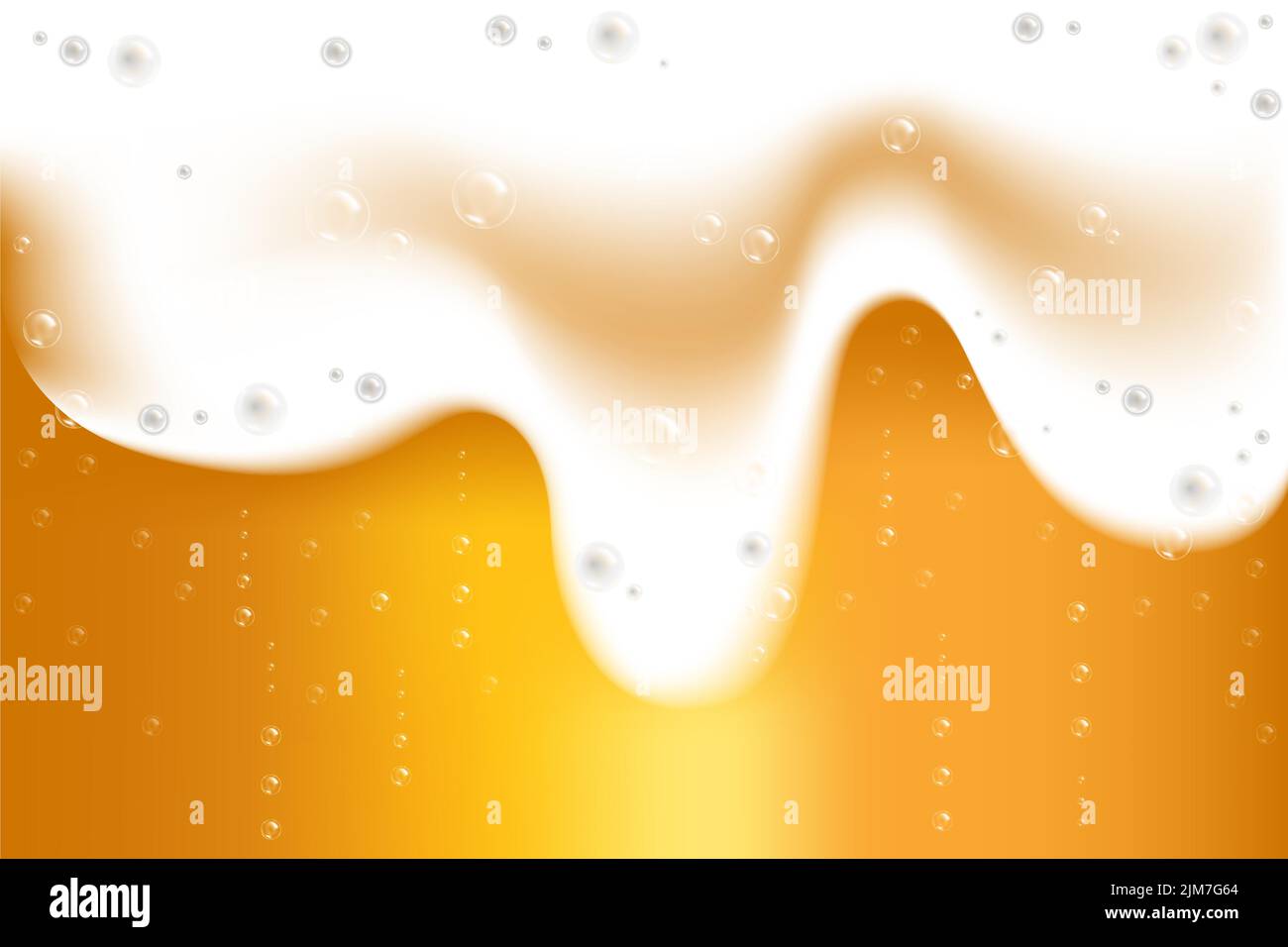 Golden beer foam with bubbles on beer glass vector illustration Stock ...