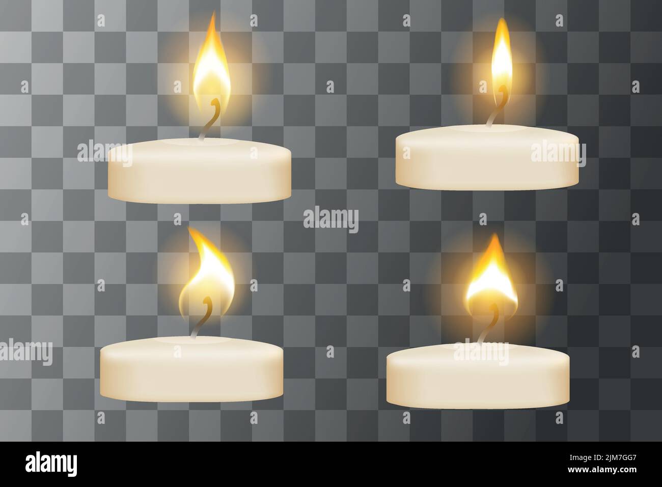 Set of four small candles vector illustration isolated on transparent ...