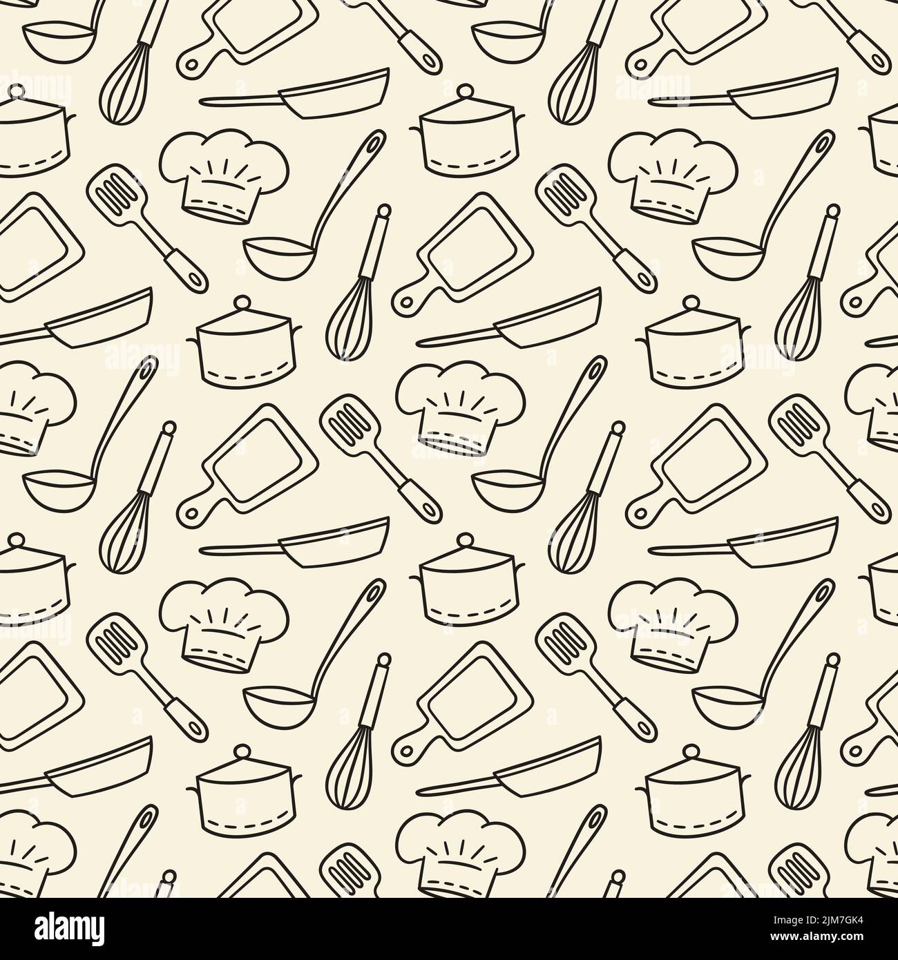 Restaurant Chef. Cute hand drawn seamless pattern. Vector illustration ...