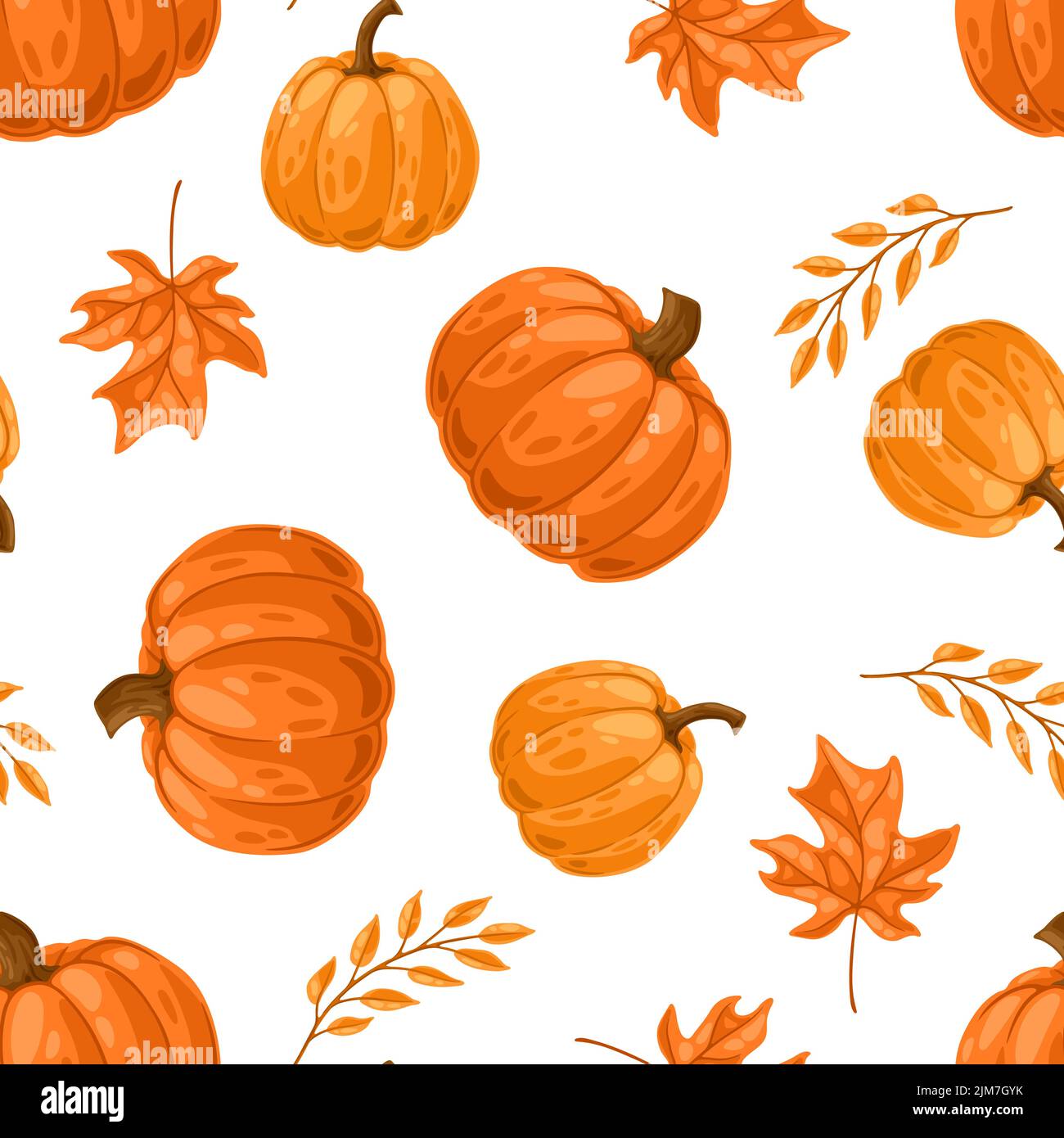 Seamless pattern with pumpkins and leaves. Decorative image of seasonal ...