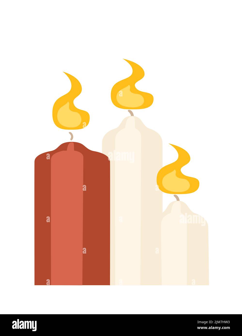 Set of three candles with different color vector illustration isolated ...
