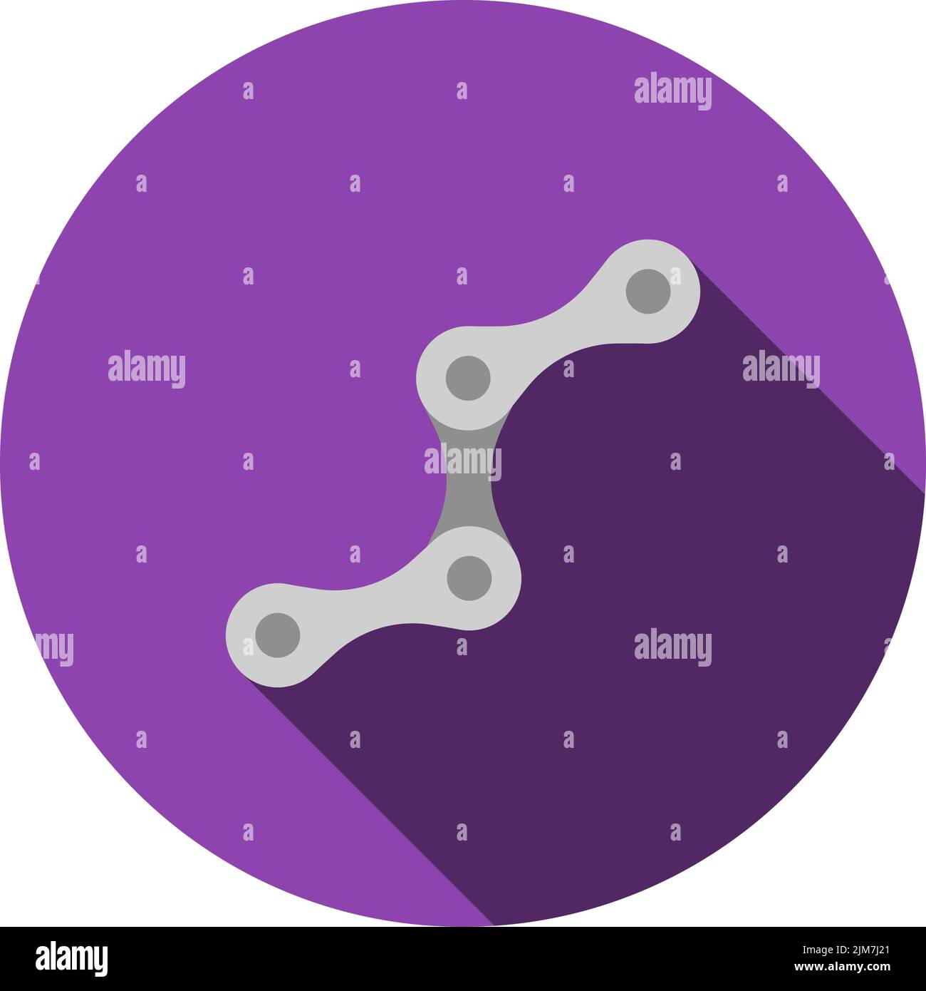 Bike Chain Icon. Flat Circle Stencil Design With Long Shadow. Vector ...