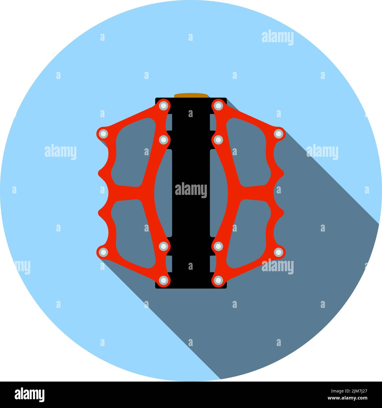 Bike Pedal Icon. Flat Circle Stencil Design With Long Shadow. Vector ...