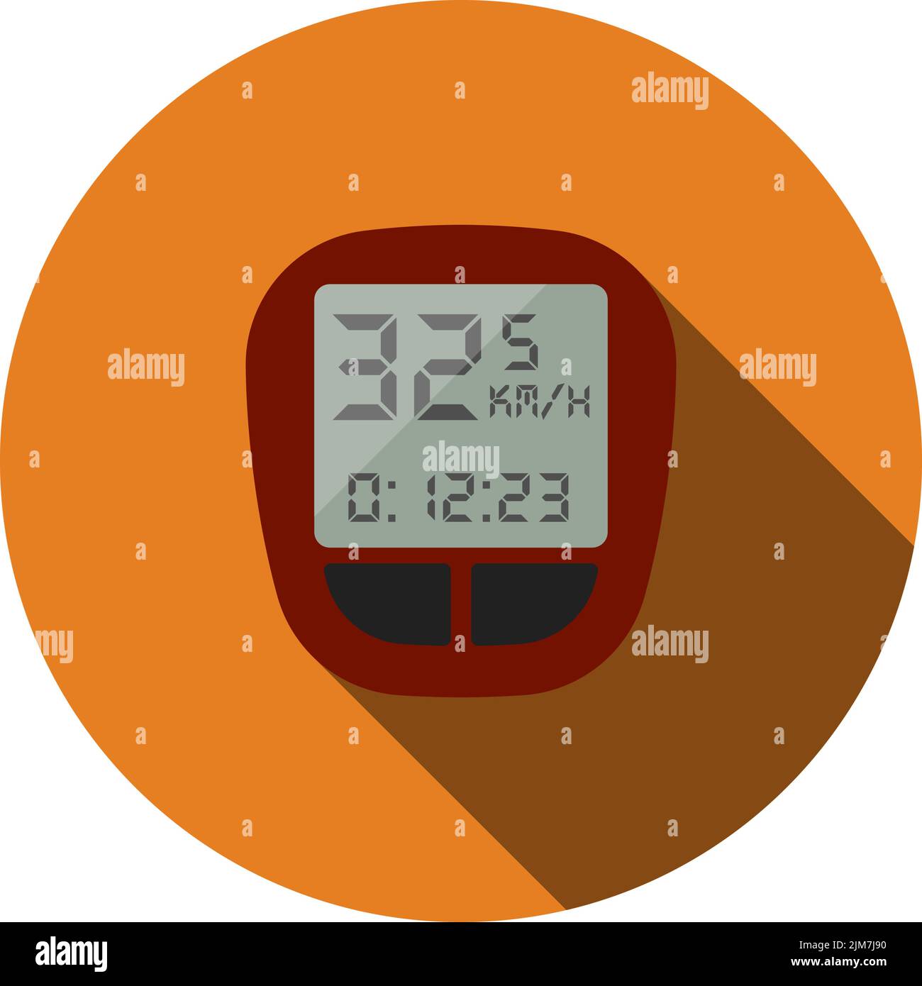 Bike Computer Icon. Flat Circle Stencil Design With Long Shadow. Vector Illustration Stock ...