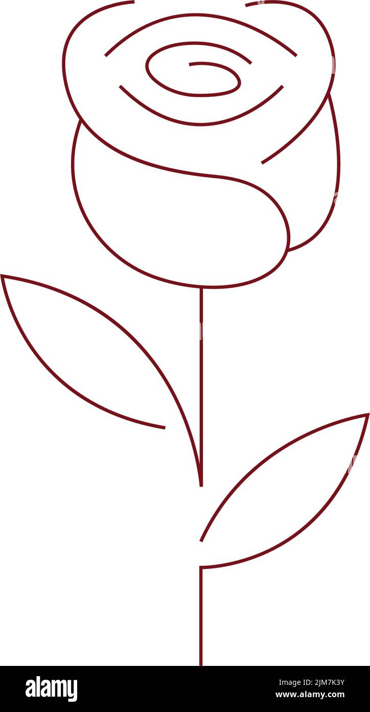 Red rose line art design illustration template Stock Vector Image & Art ...