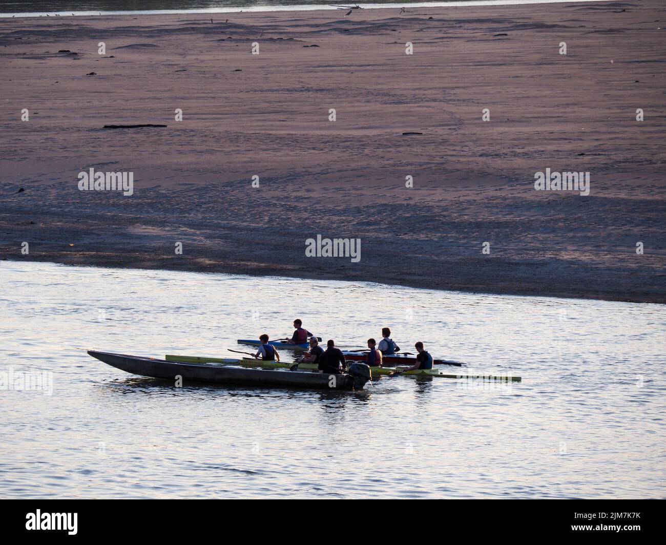 Cremna, Itay - May 2022 People rowing in the Po river image Stock Photo ...