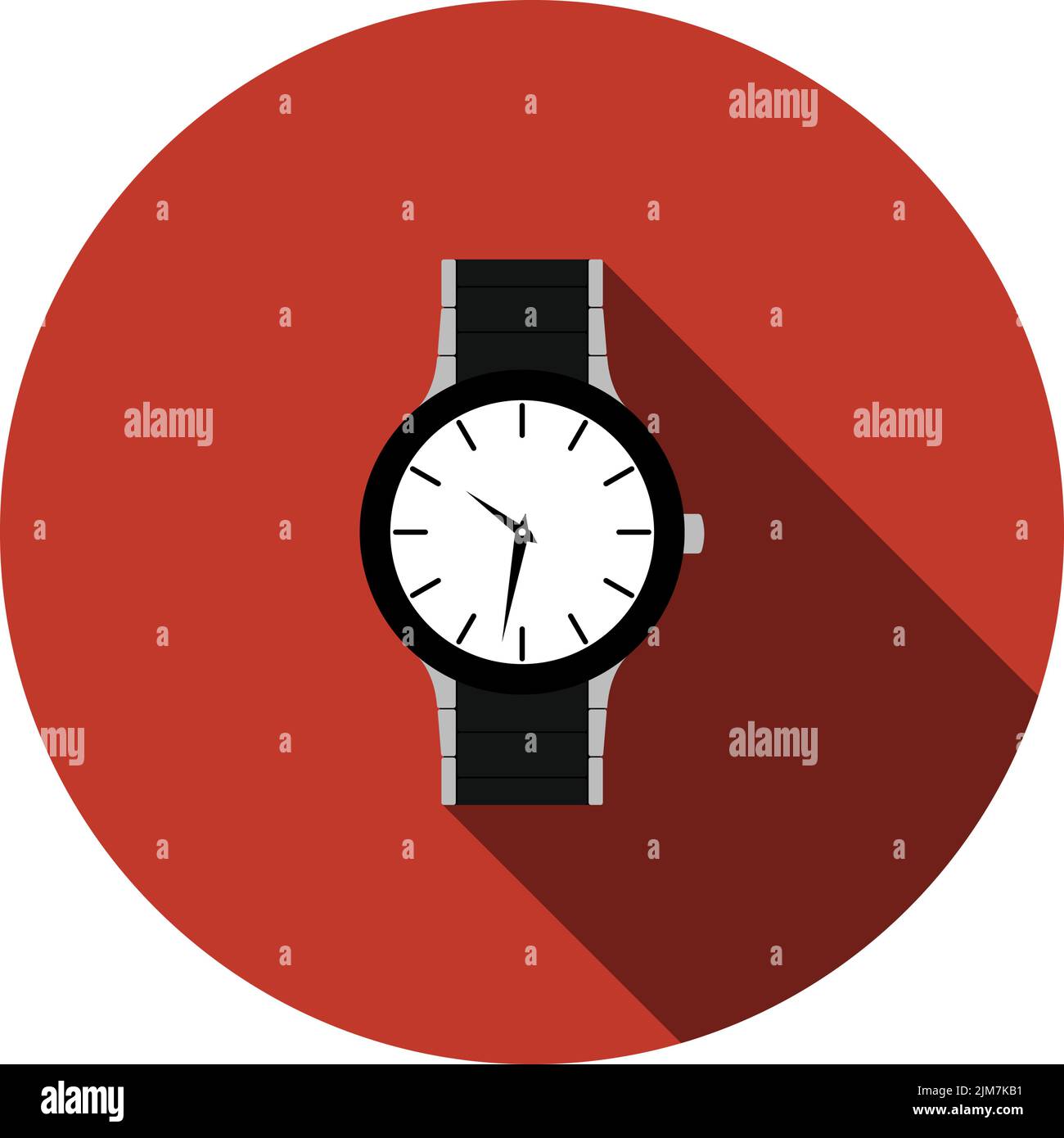 Business Woman Watch Icon. Flat Circle Stencil Design With Long Shadow ...