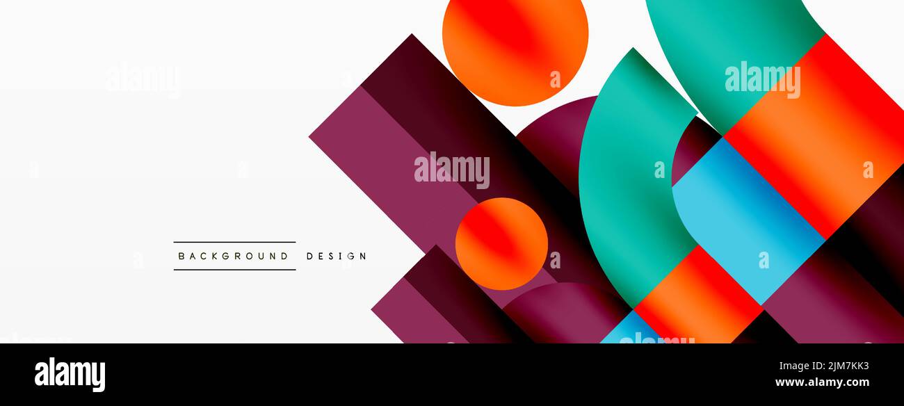 Circle and square geometric background. Round shapes with squares and ...