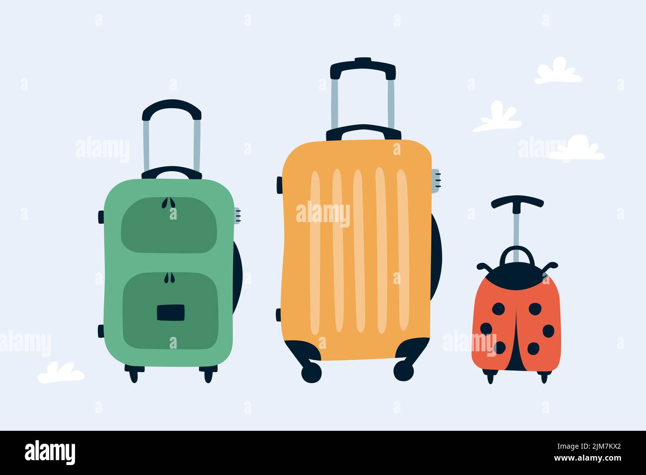 Travel bags. Family travel concept. Hand drawn cartoon vector ...
