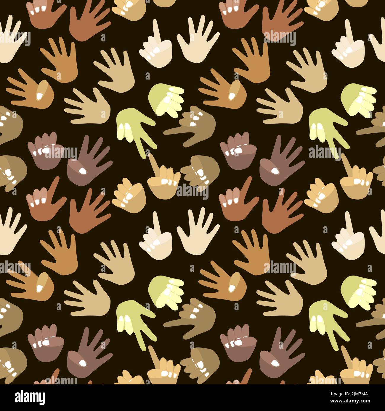 Seamless pattern of palms of different races, different colors. For ... Seamless pattern of palms of different races, different colors. For ...