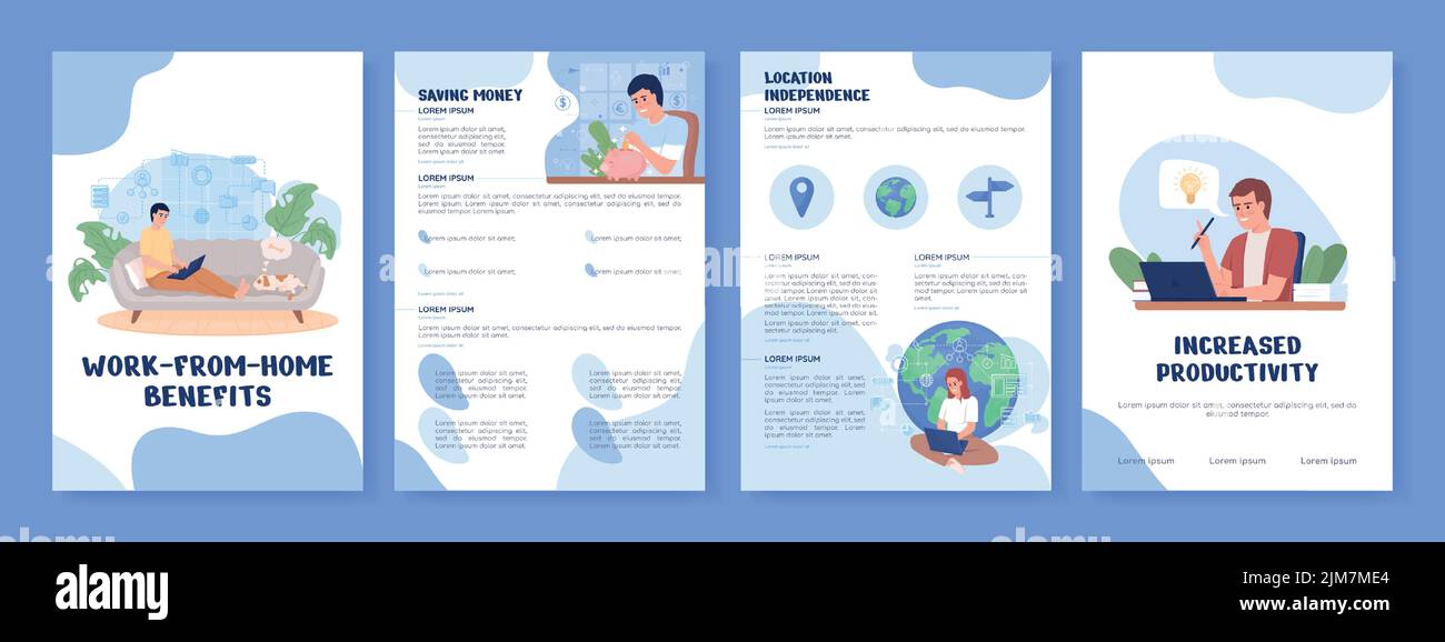 Work from home benefits flat vector brochure template Stock Vector ...