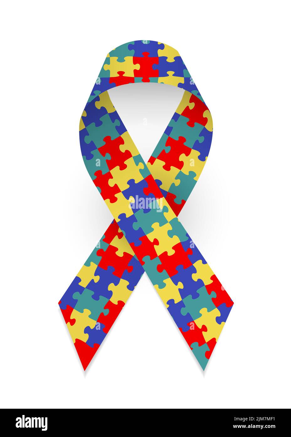 Colorful satin puzzle ribbon as symbol autism awareness Stock Vector ...