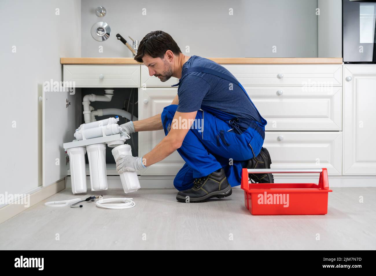 Water Purification Filter Install And Maintenance Service Stock Photo ...