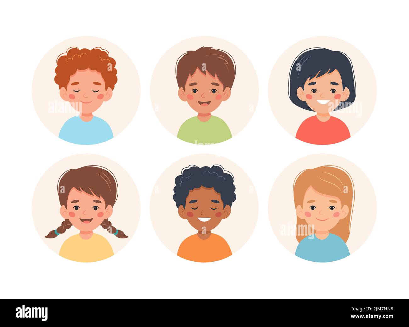 Children set, little boys and girls of different nationalities in ...