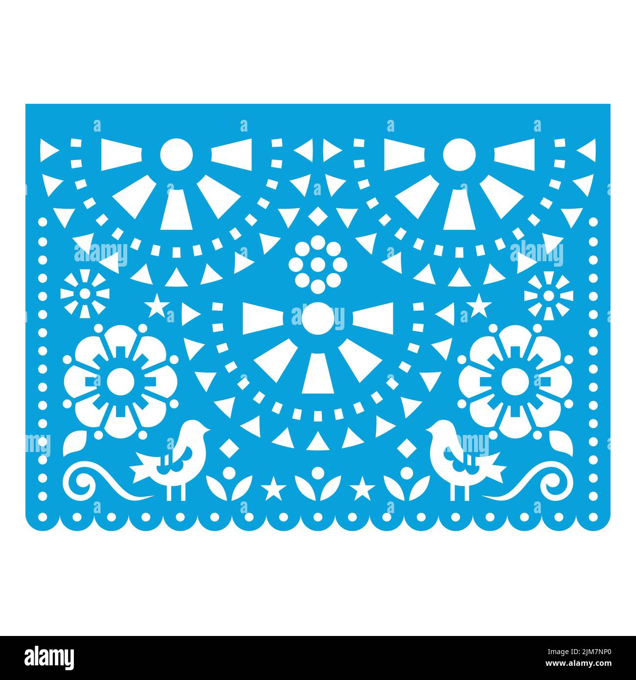 Papel Picado vector design with two birds and flowers, Mexican cutout ...