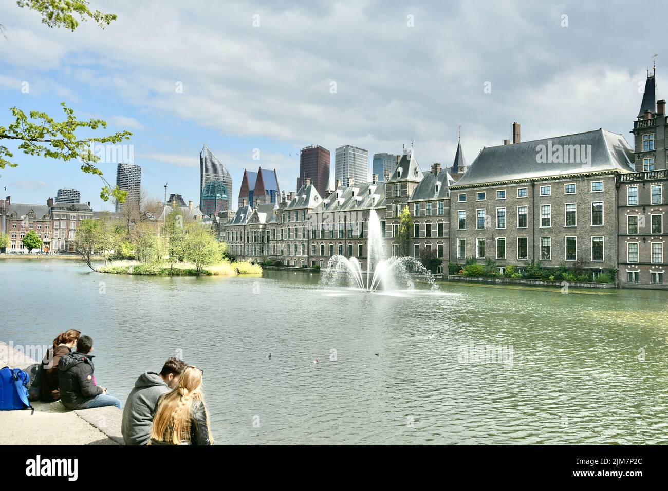 Lovers looking at Binnenhof Palace in The Hague (Den Haag), The ...