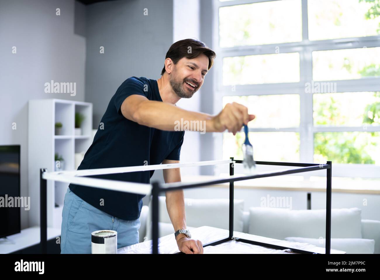 Vintage Furniture Renovation And Painting. Home DIY Repair Stock Photo ...