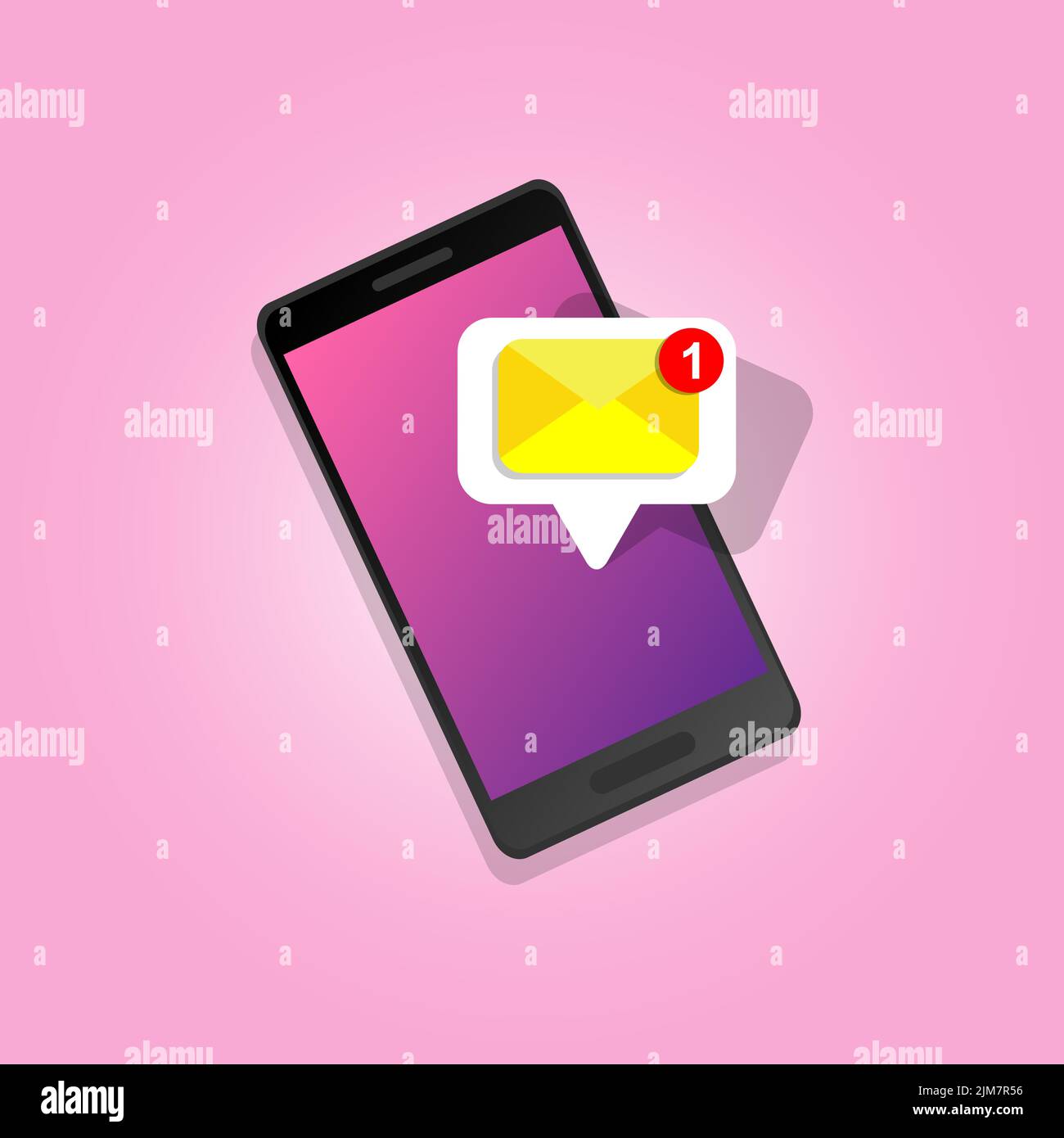 Unread email notification. New message on the smartphone screen. Vector ...