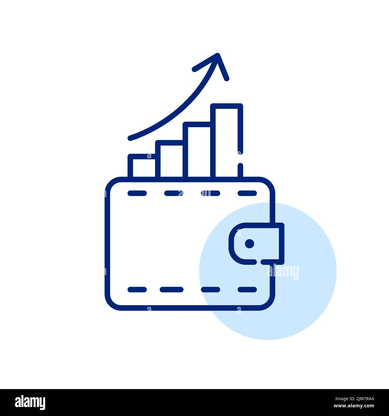 Growing investments. Wallet with bar charts. Pixel perfect, editable ...