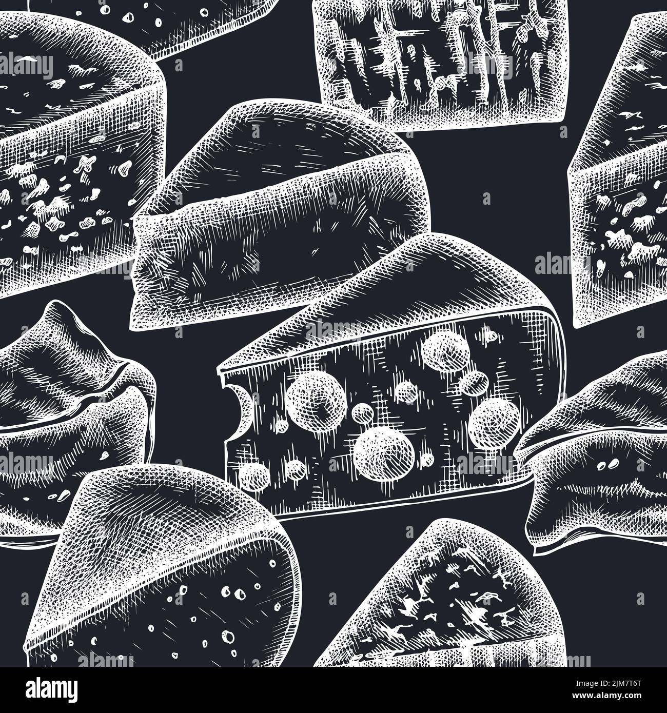 Cheese seamless pattern background design. Engraved style. Hand drawn ...