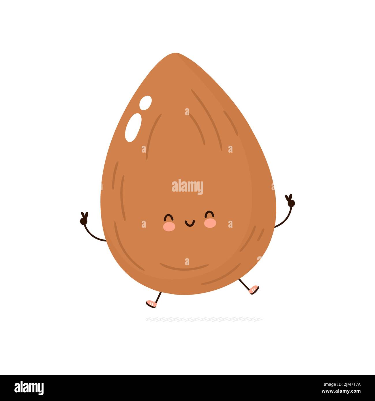 Cute funny almond nut character. Vector hand drawn cartoon kawaii ...