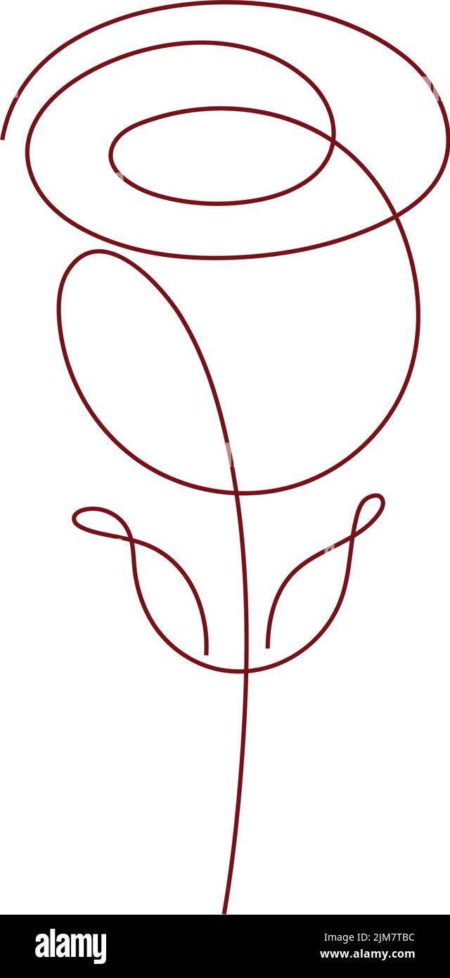 Red rose line art design illustration template Stock Vector Image & Art ...
