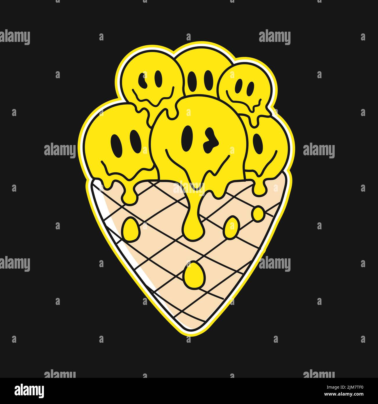 Melting deformed ice cream for tee,t-shirt print. Vector hand drawn ...